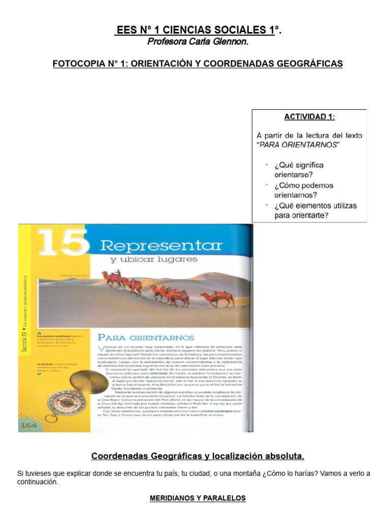 EES N - 1 Ciencias Sociales 1-A Orientaci-N y Coordenadas Geogr-Ficas | PDF | Ecuador | Longitud