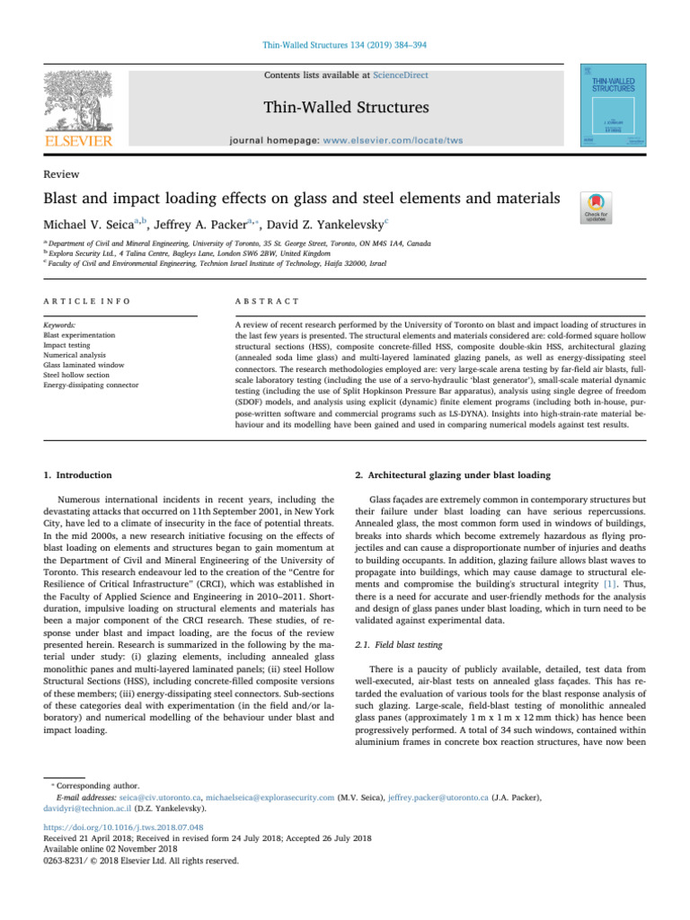 Blast Impact on Glass and Steel Structures | PDF | Bending | Beam ...
