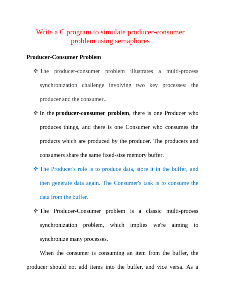 OS 3rd Program Producer Consumer Using Semaphores | PDF ...