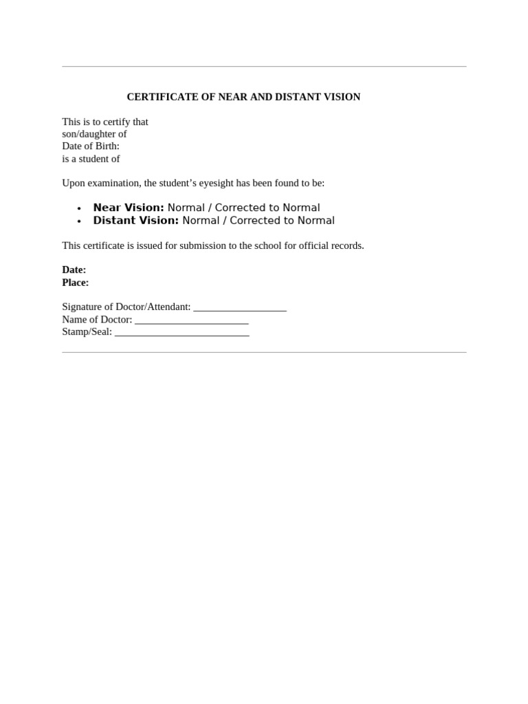 Eye Certificate 1 | PDF