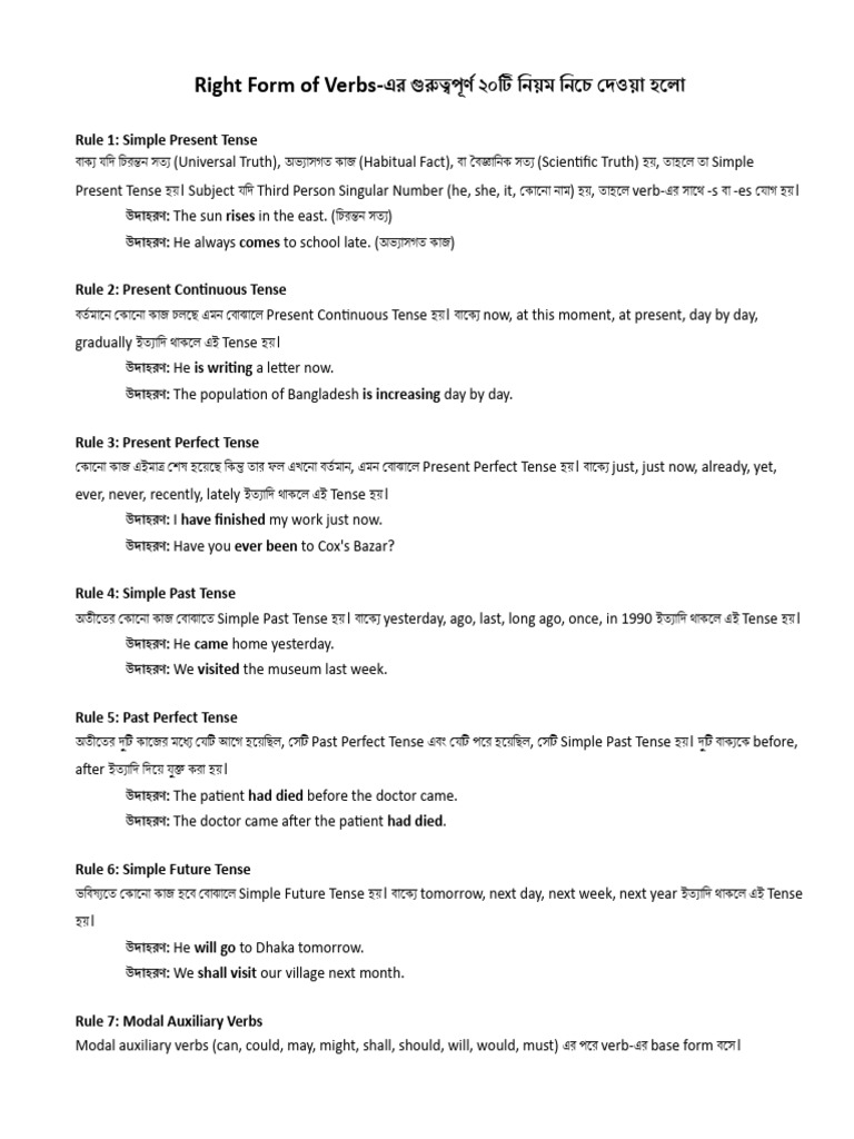 Right Form of Verbs MMU - Docxvvv | PDF | Morphology | Interpretation ...