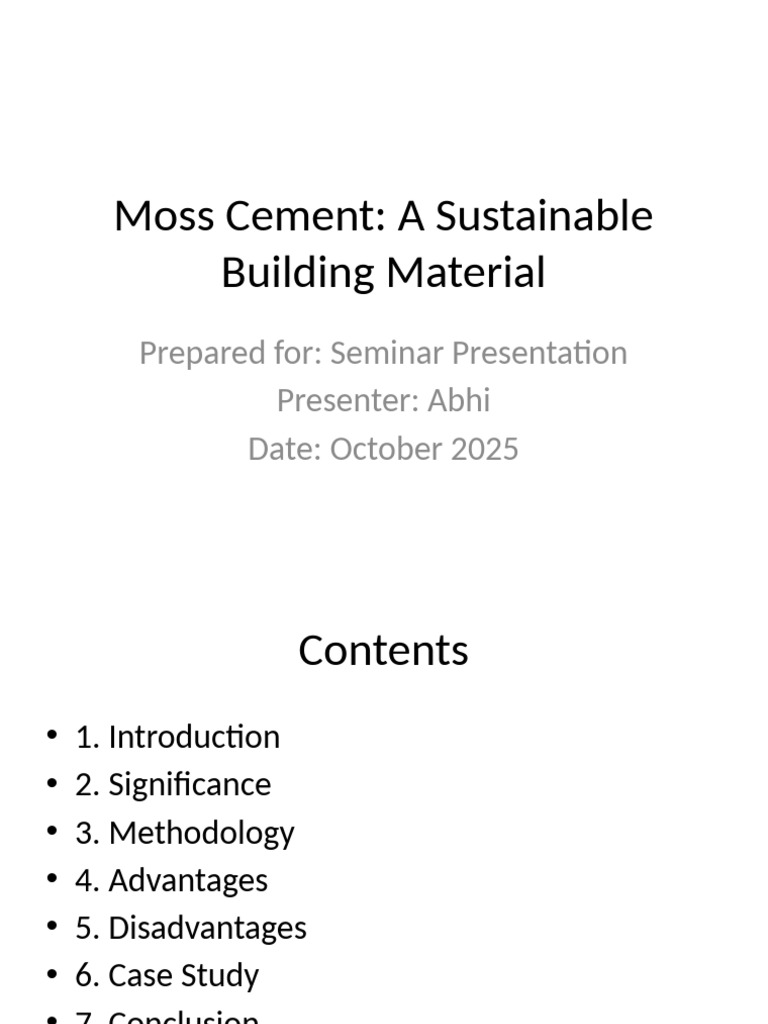 Moss Cement Presentation 20 Slides | PDF | Cement | Moss