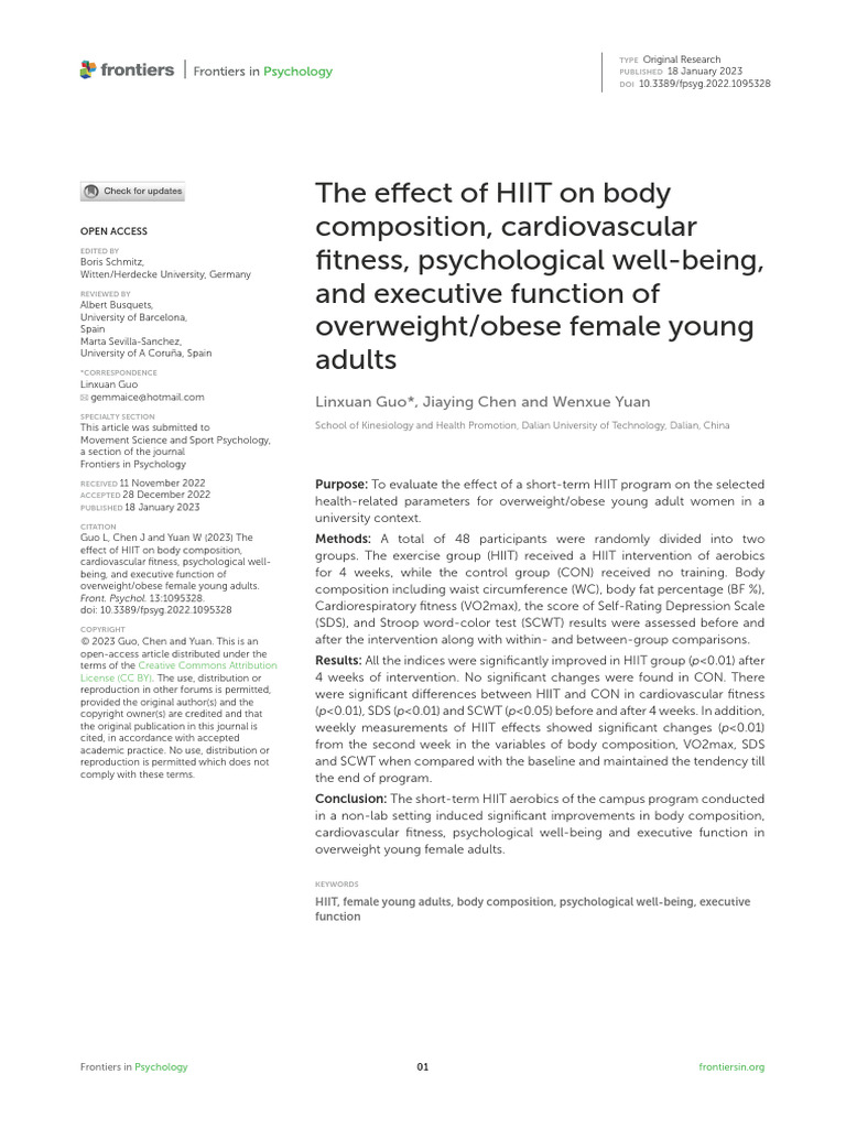 The Effect of HIIT on Body Compositioncardiovascular Fitness ...