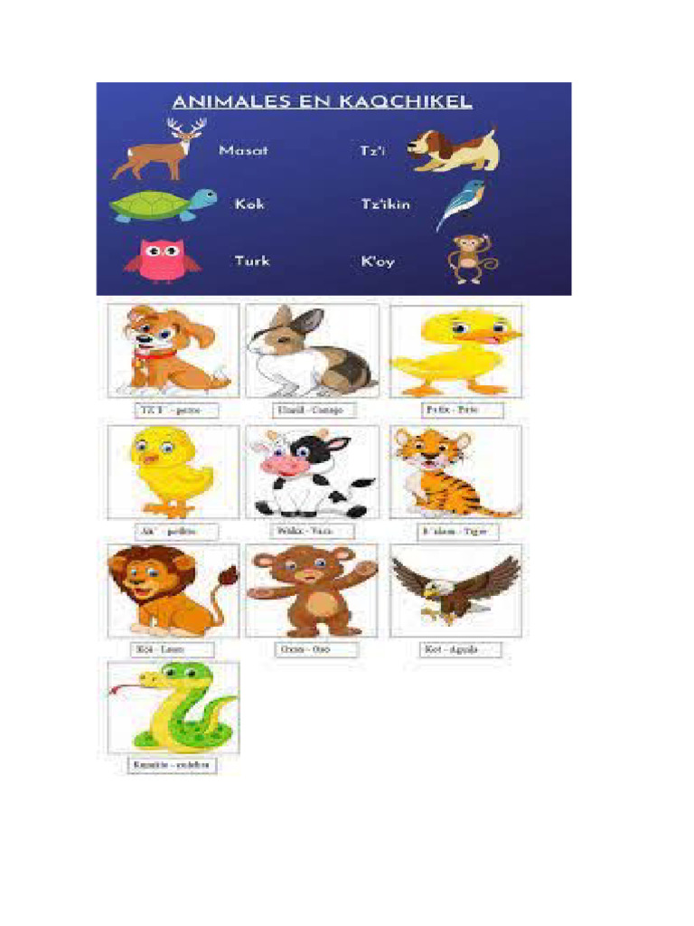 Animales en Kaqchikel | PDF