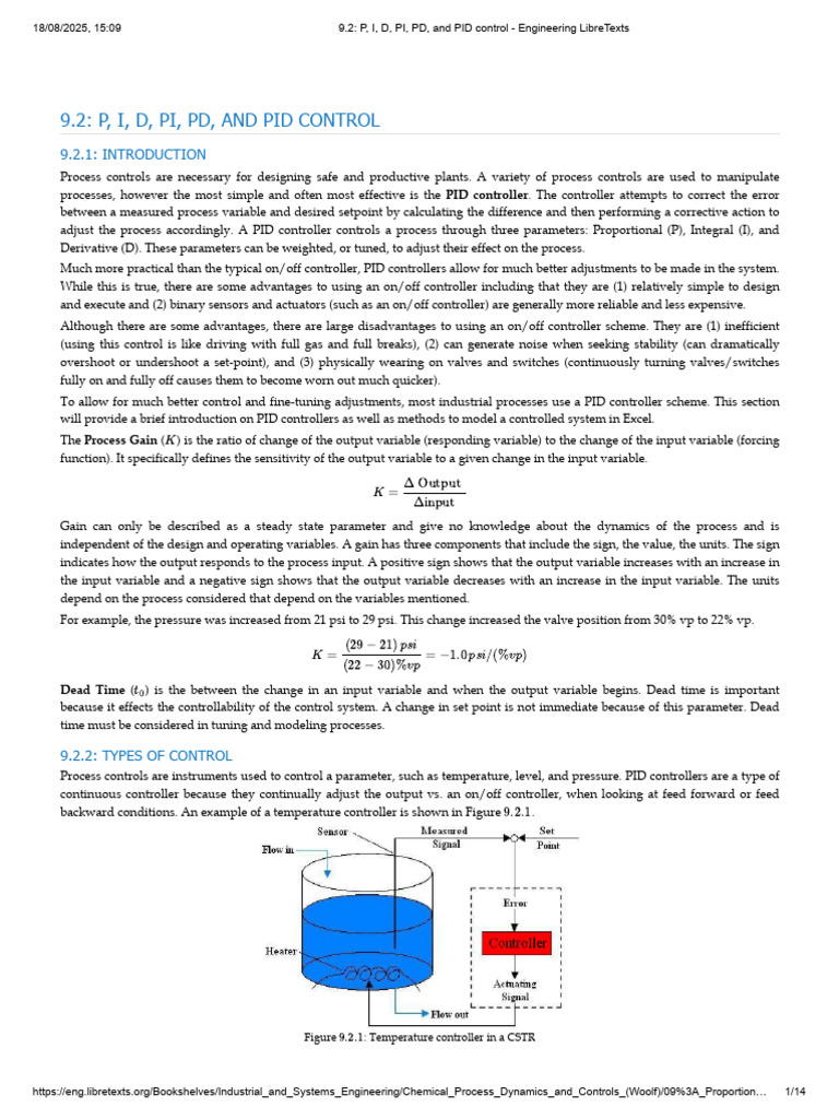 9 2 P, I, D, PI, PD, and PID Control Engineering LibreTexts | PDF ...