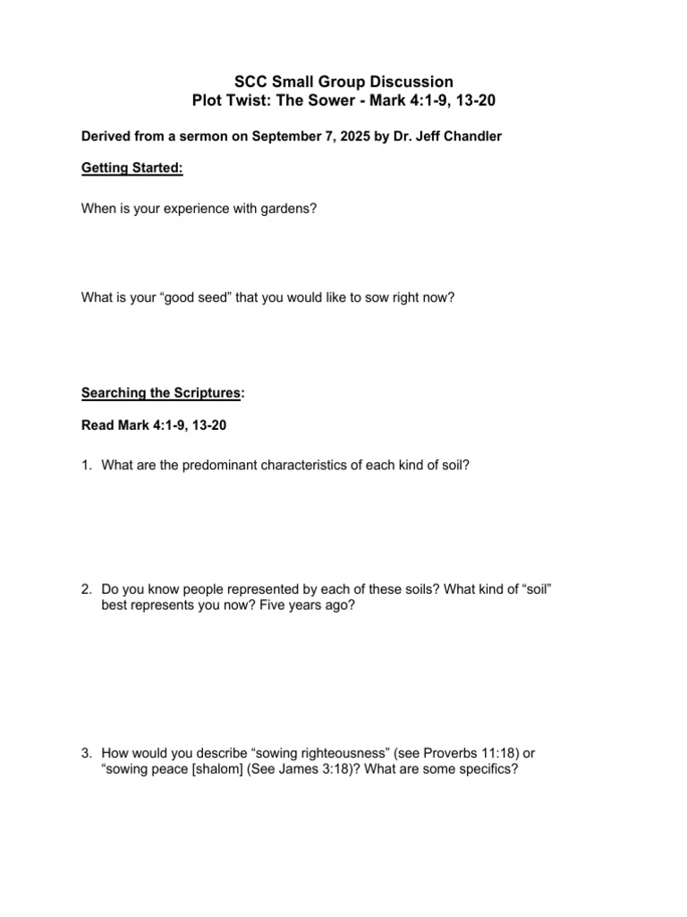 Sower Parable Discussion Guide | PDF