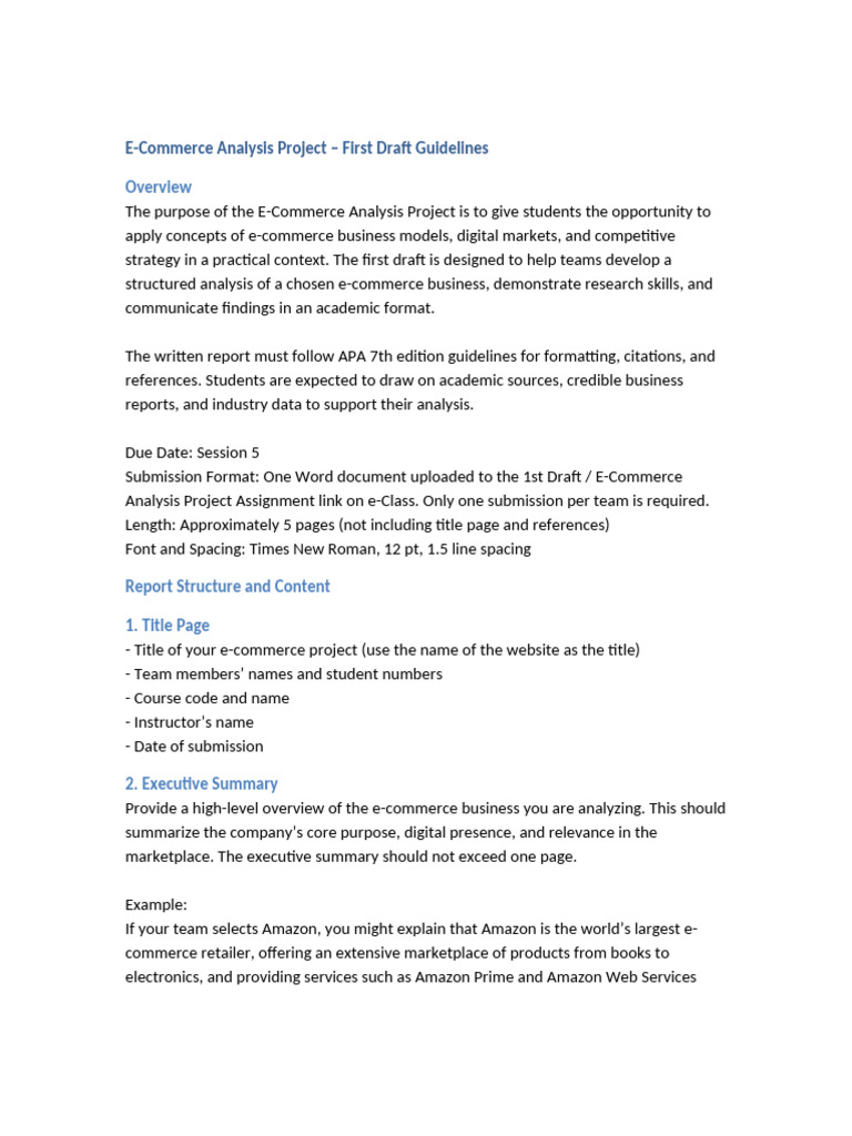 E-Commerce Analysis Project Guidelines | PDF | E Commerce | Business
