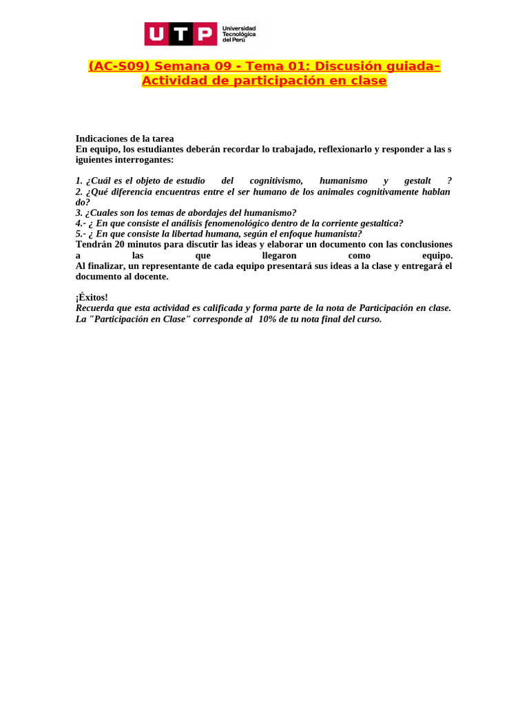 (AC-S09) Semana 09 - Tema 01 Discusión Guiada - Actividad de ...