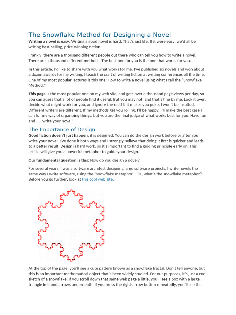 The Snowflake Method for Designing a Novel | PDF | Pattern