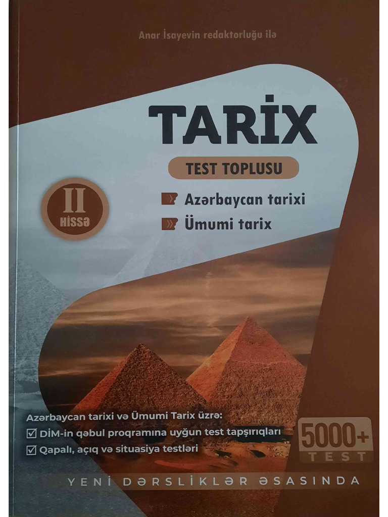 Anar Isayev Tarix Test Toplusu 2-Ci Hissə 2023 | PDF