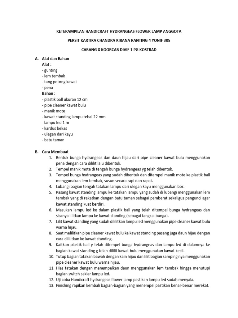 Keterampilan Ranting 4 Yonif 305 | PDF