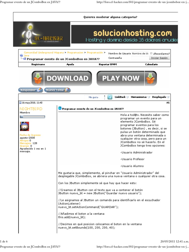 Combo Box en Java | PDF | Java (lenguaje de programación) | Plataformas ...