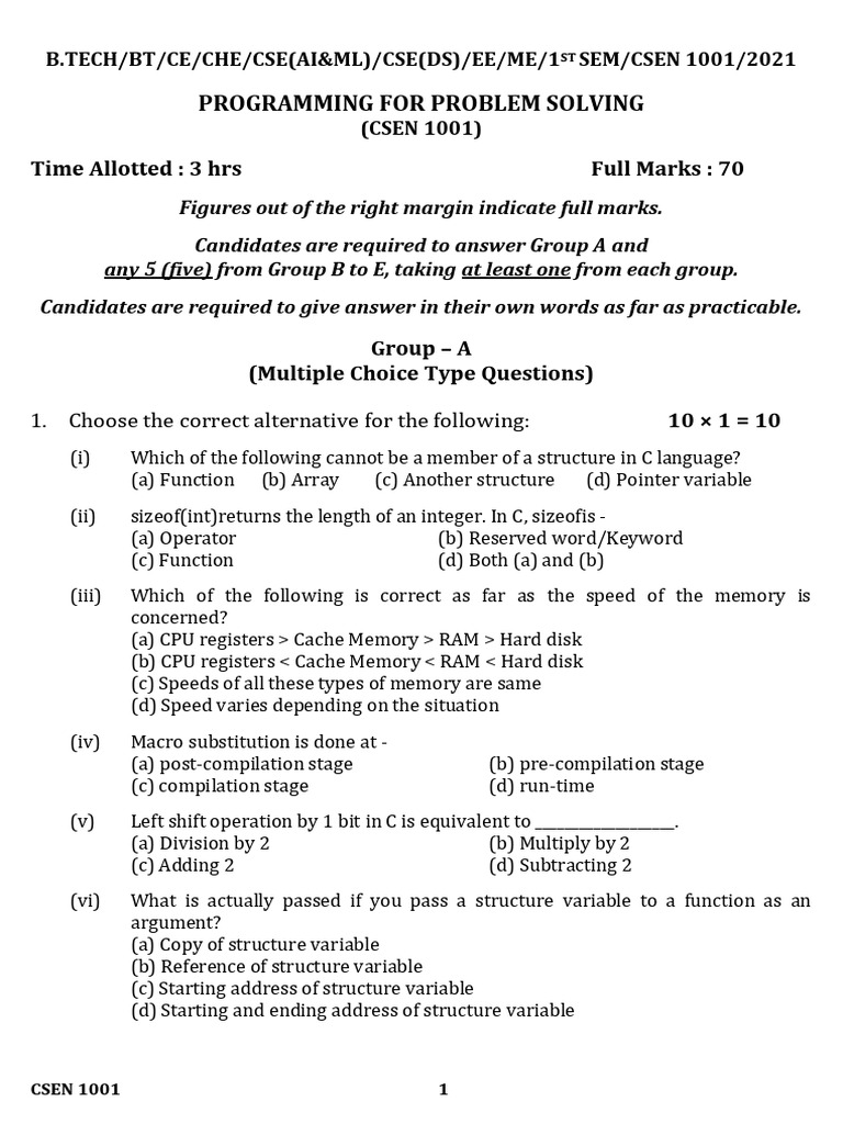 Programming For Problem Solving (Csen 1001) | PDF | Function (Mathematics) | Software Development