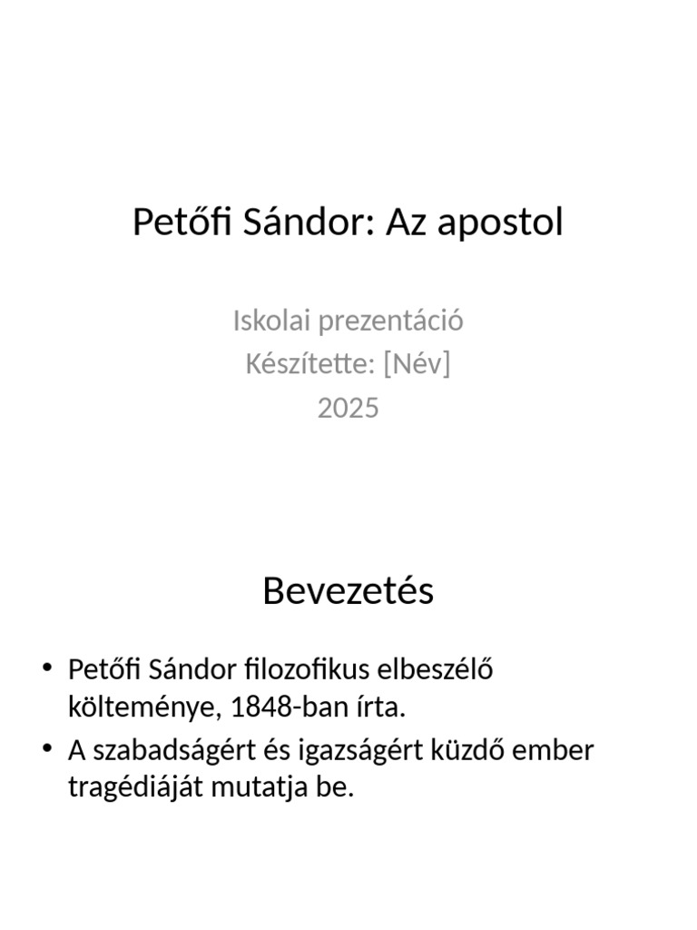 Petofi Az Apostol | PDF