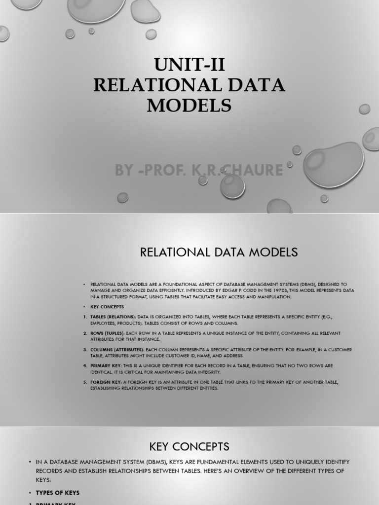 Unit Ii Relational Data Model Pdf Relational Model Relational