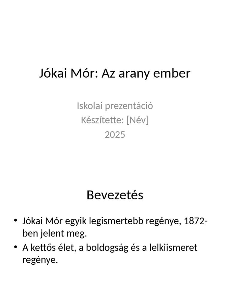 Jokai Az Arany Ember | PDF