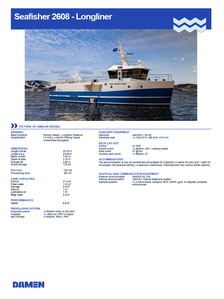 Seafisher 2608 Longliner Specifications | PDF | Water Transport ...