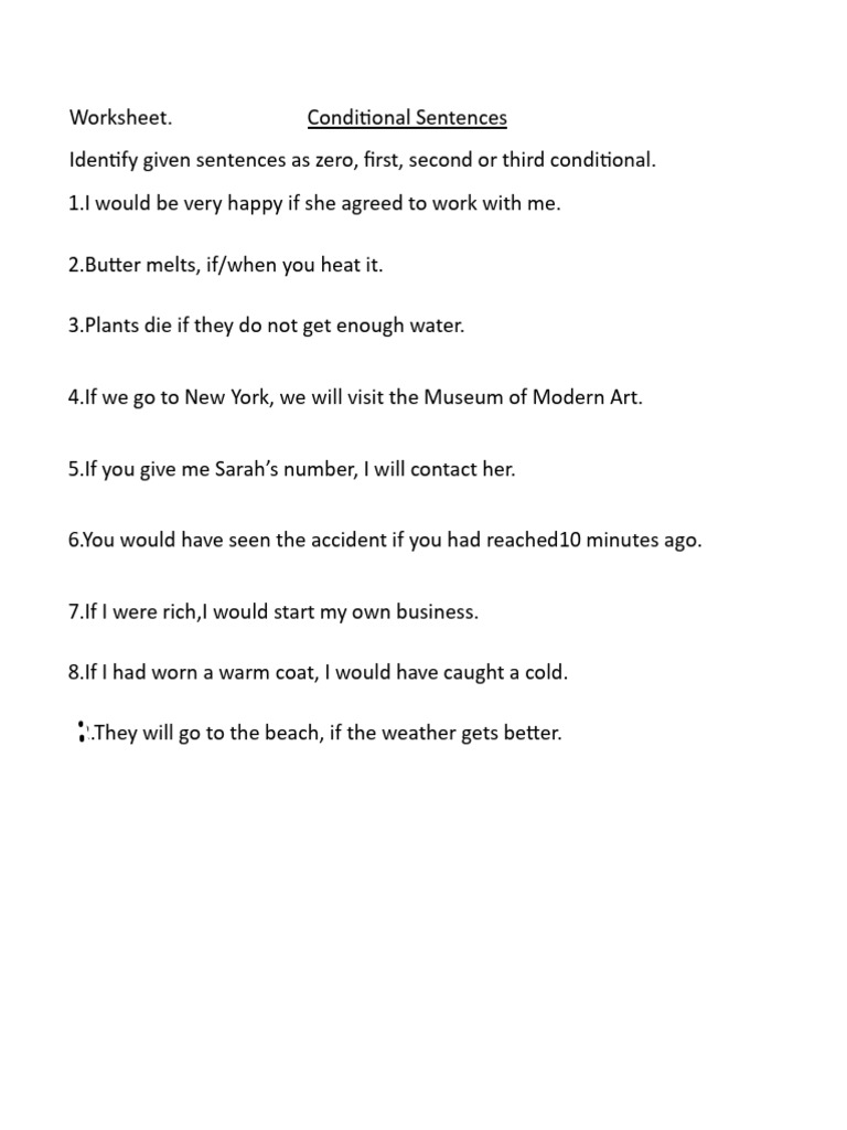 Conditional Sentences Worksheet | PDF