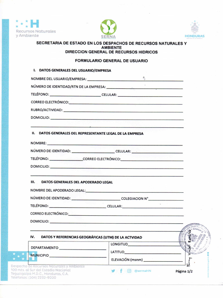 Formulario General de Usuario | PDF