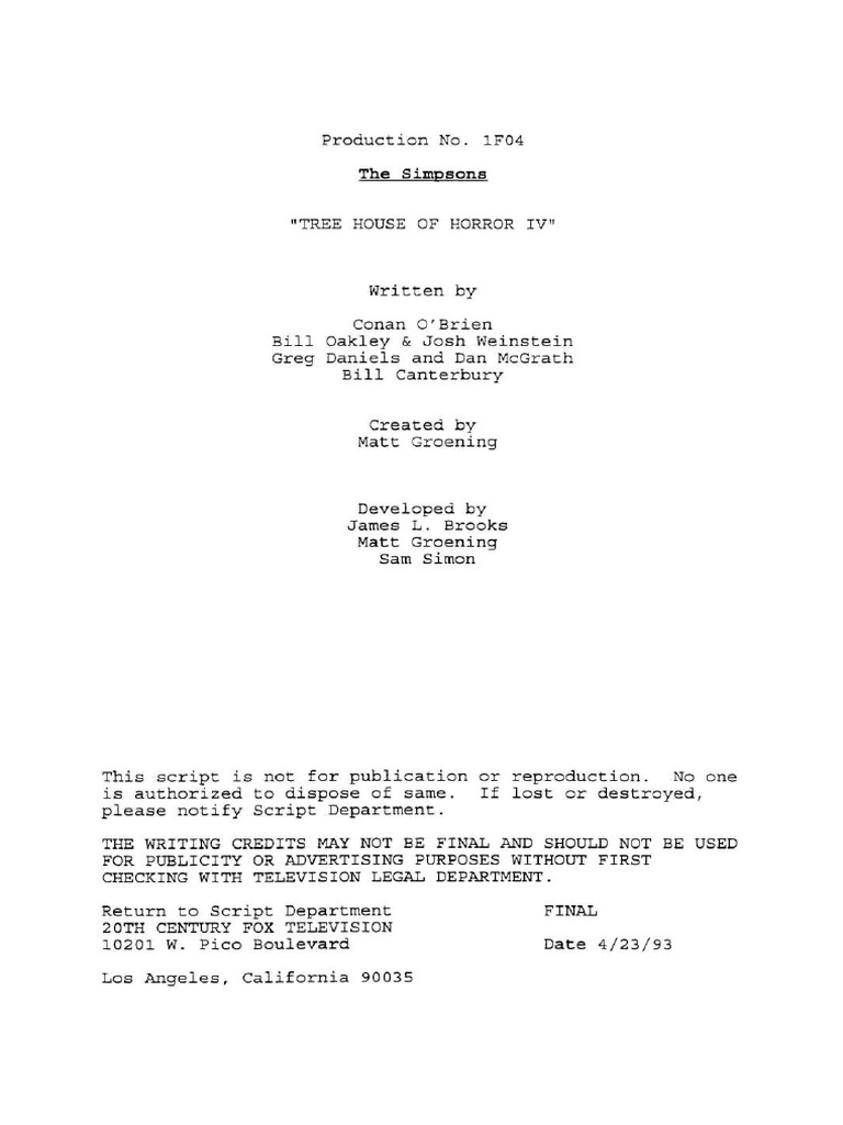 The Simpsons 5x05 - Treehouse of Horror IV | PDF
