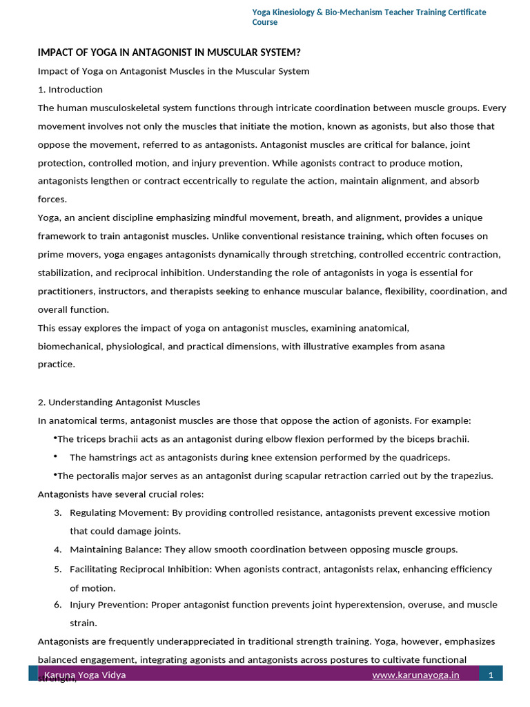 Impact of Yoga in Antagonist in Muscular System | PDF | Flexibility ...