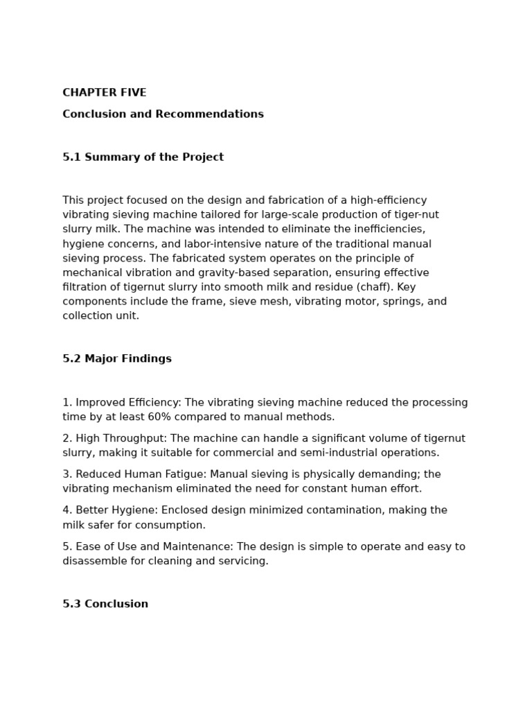 Chapter 5-Conclusion and Recommendation on Design and Fabrication of a ...