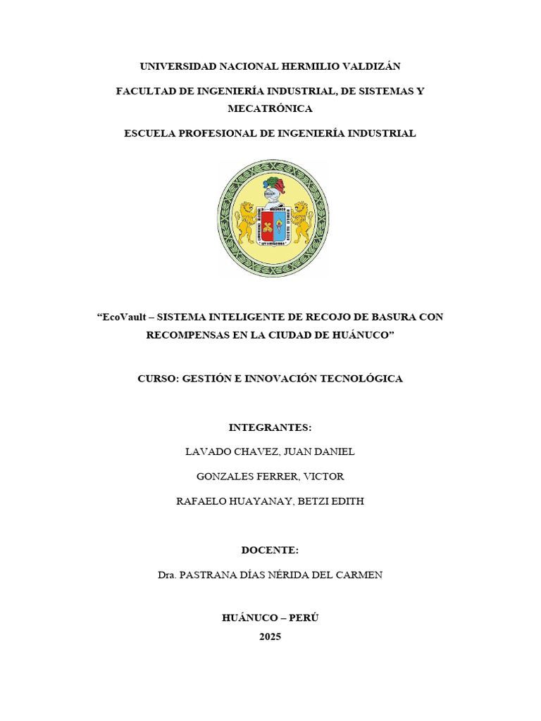Informe Ténico - Ingenius | PDF | Residuos | Internet de las Cosas
