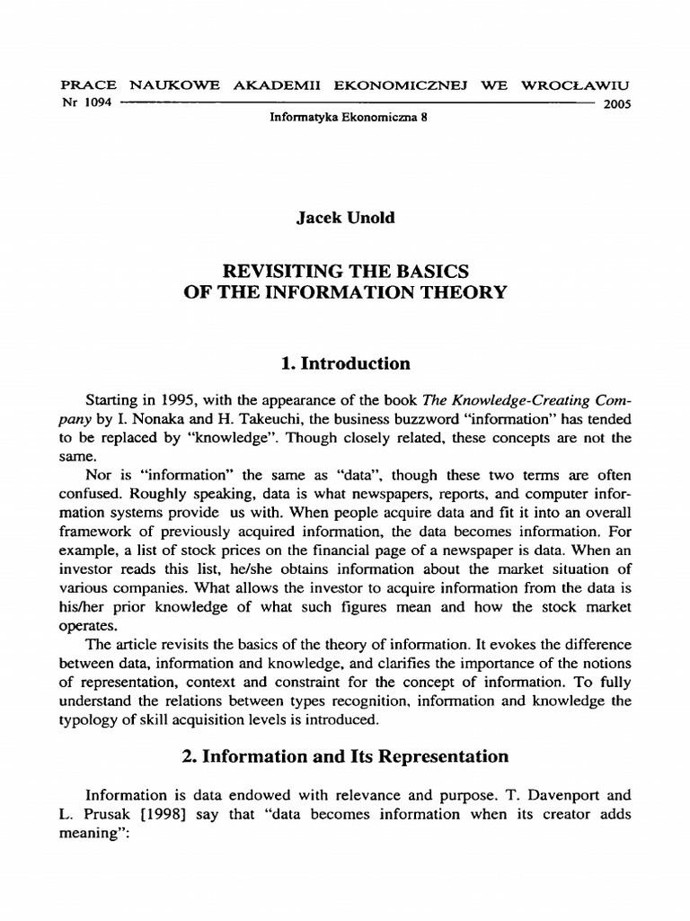 Revisiting The Basics of The Information Theory | PDF | Expert ...