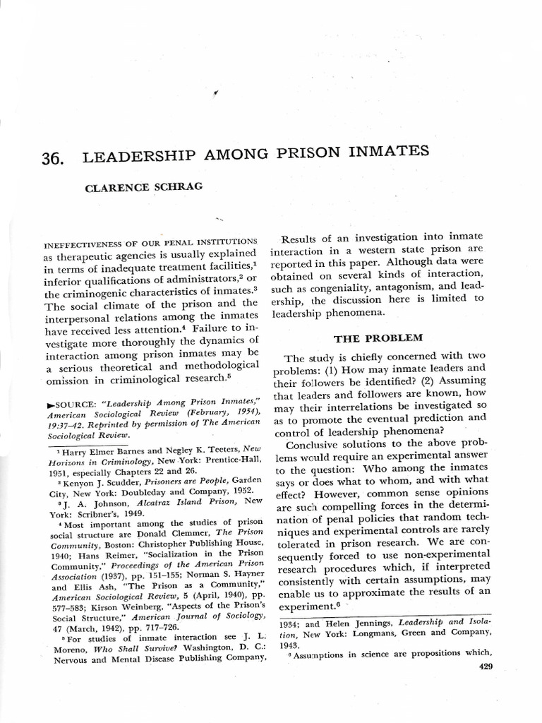 3a - Leadership Among Prison Inmates | PDF | Crimes | Crime & Violence