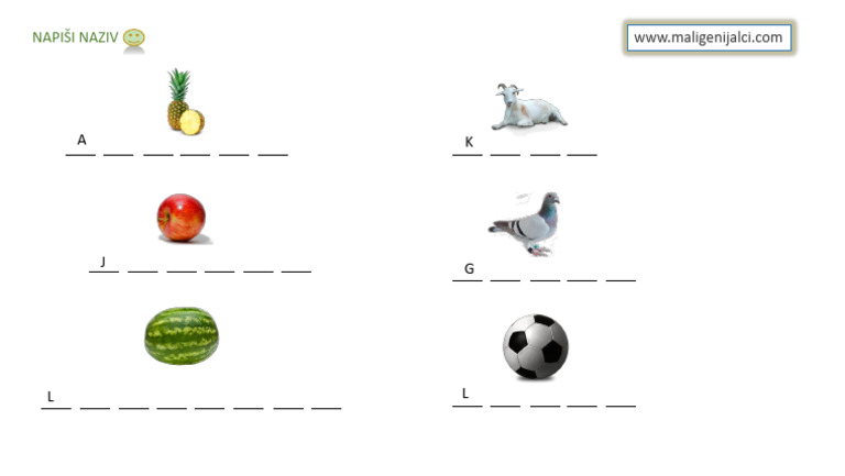 20 Imenuj Objekt Ispod Slike 1 | PDF