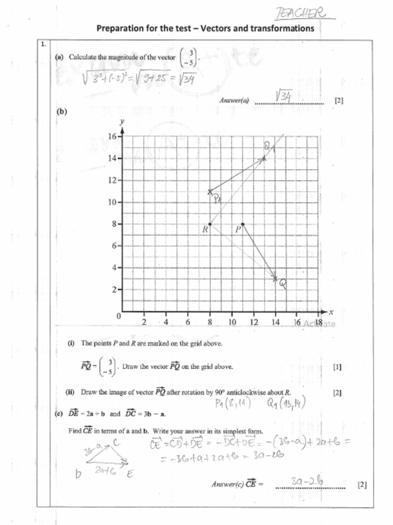 15 Preparation For The Test - Vectors and Transformations Ms | PDF