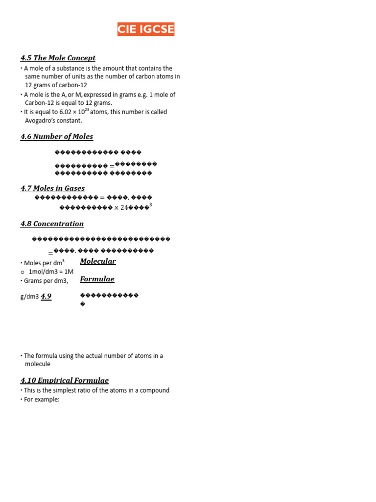 Revision Notes Moles 2 | PDF