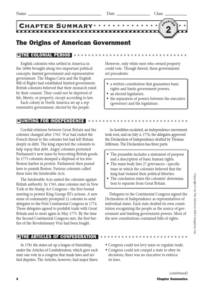 Origins of American Govt Reading | PDF | Constitutional Convention ...