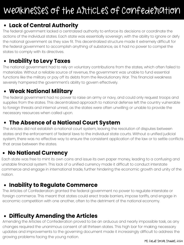 ArticlesofConfederationWeaknessesBrainstormTemplate-1 | PDF | United ...