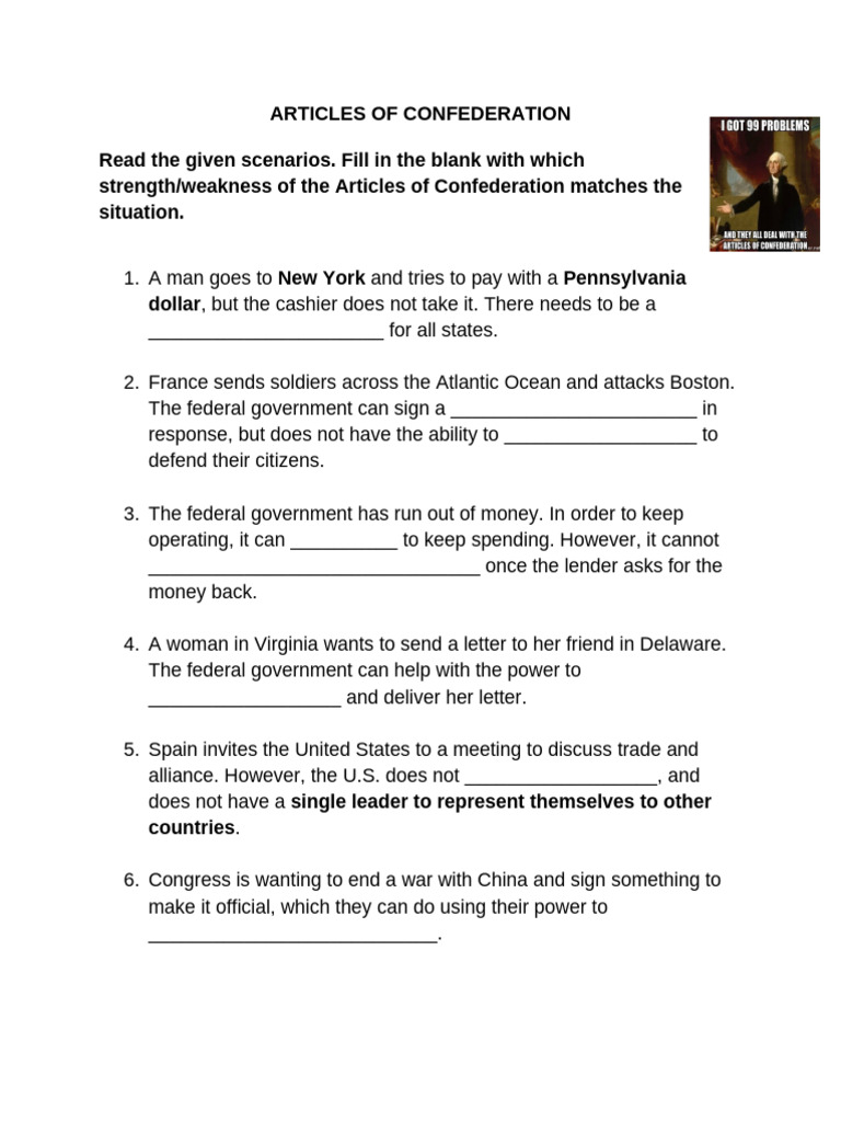 Analyzing the Articles of Confederation | PDF