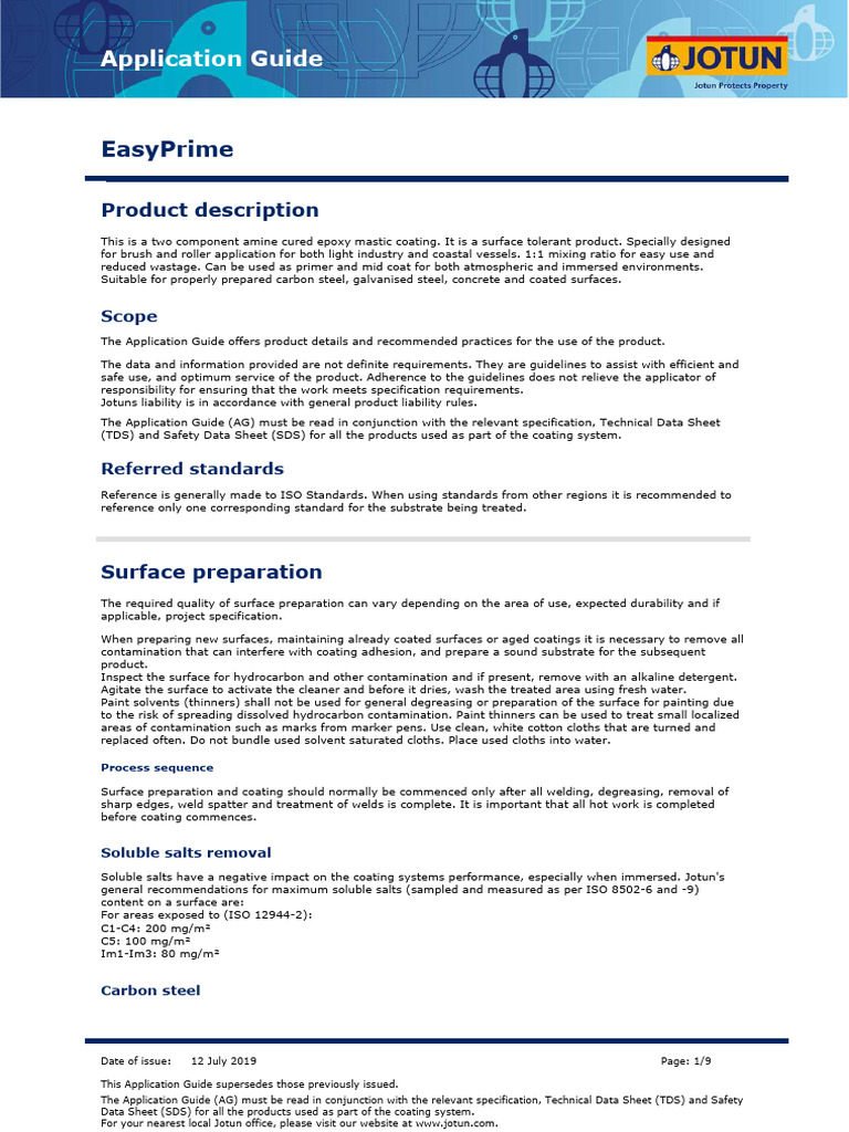 EasyPrime Epoxy Coating Application Guide | PDF | Paint | Abrasive