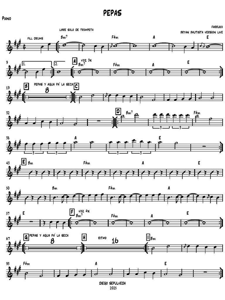 Piano Sheet Music for "Pepas" | PDF