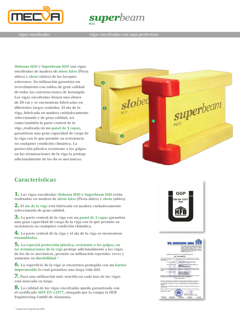 Vigas Encofradas Slobeam y Superbeam H20 | PDF | Madera | Abeto