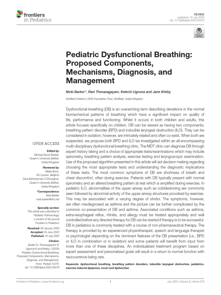 Pediatric Dysfunctional Breathing Overview | PDF | Asthma ...