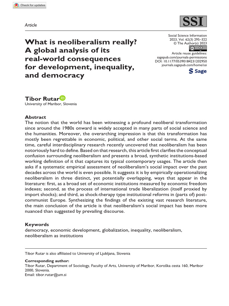 Rutar - What Is Neoliberalism Really A Global Analysis of Its Real ...