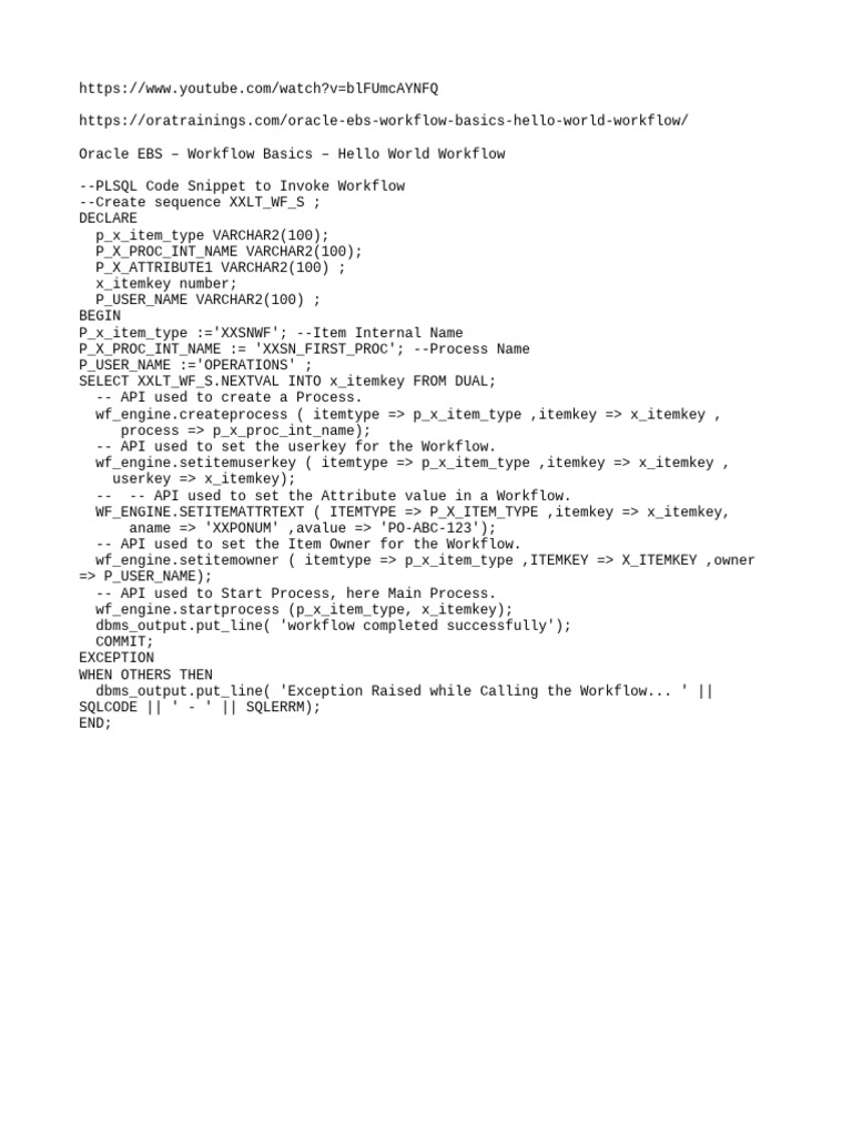 Oracle EBS - Workflow Basics - Hello World Workflow | PDF