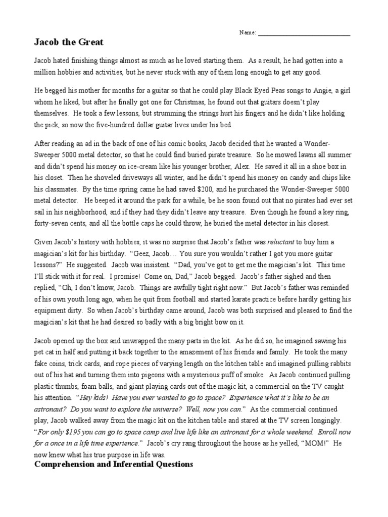 Jacob The Great | PDF | Narration | Leisure