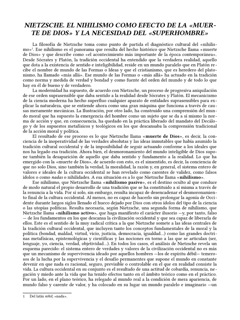 Nietzsche - El Nihilismo Como Efecto de La Muerte de Dios y La ...