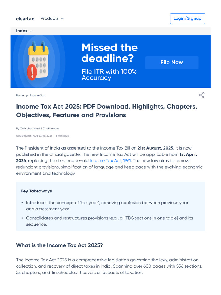 Income Tax Act 2025: PDF Download | PDF | Capital Gains Tax | Taxes