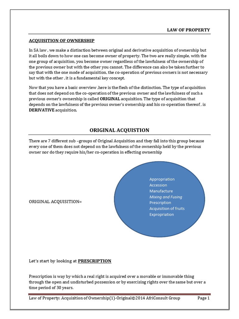 Understanding Original Property Acquisition | PDF | Property | Ownership