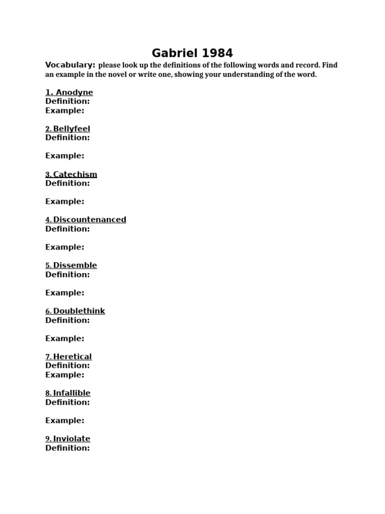 Gabriel 1984 Vocabulary | PDF
