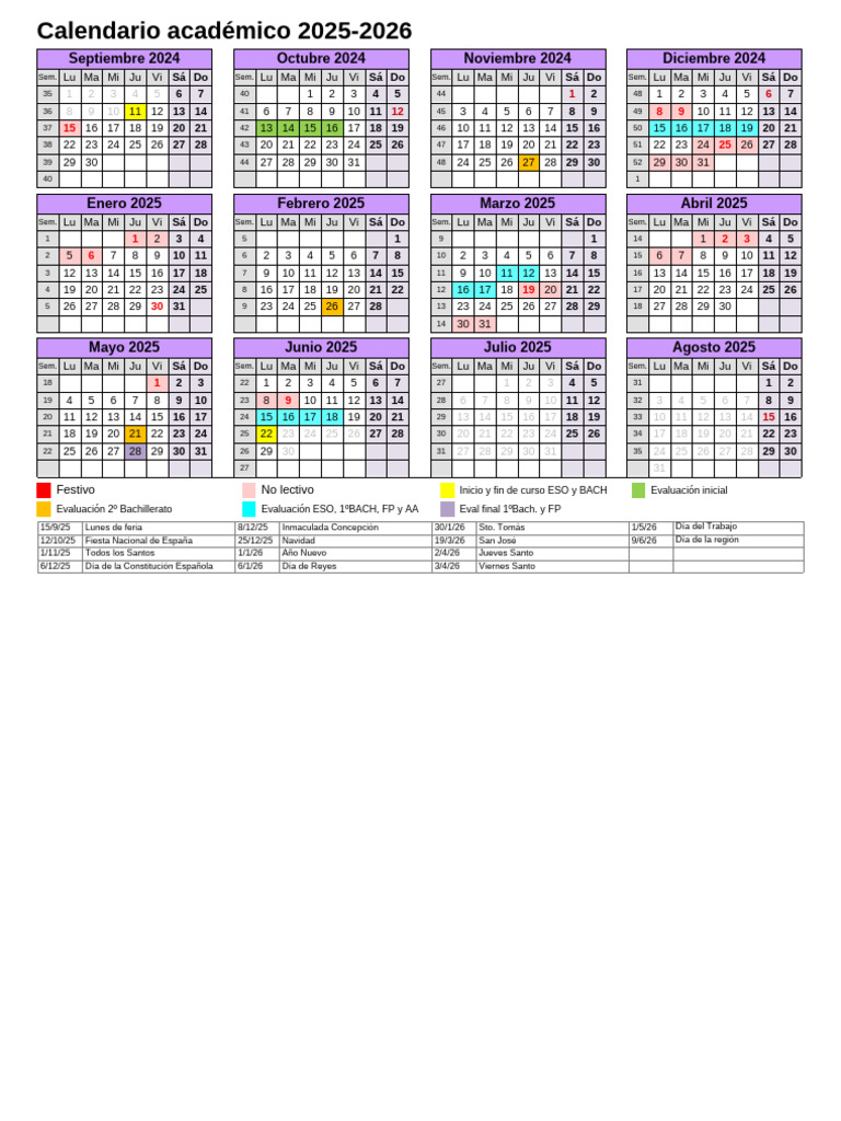Calendario Académico 2025-2026 | PDF