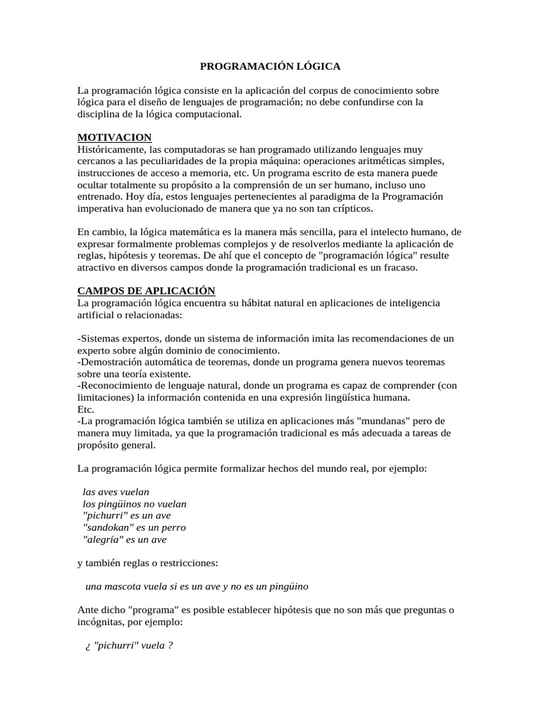 Introducción a la Programación Lógica | PDF | Programación de ...