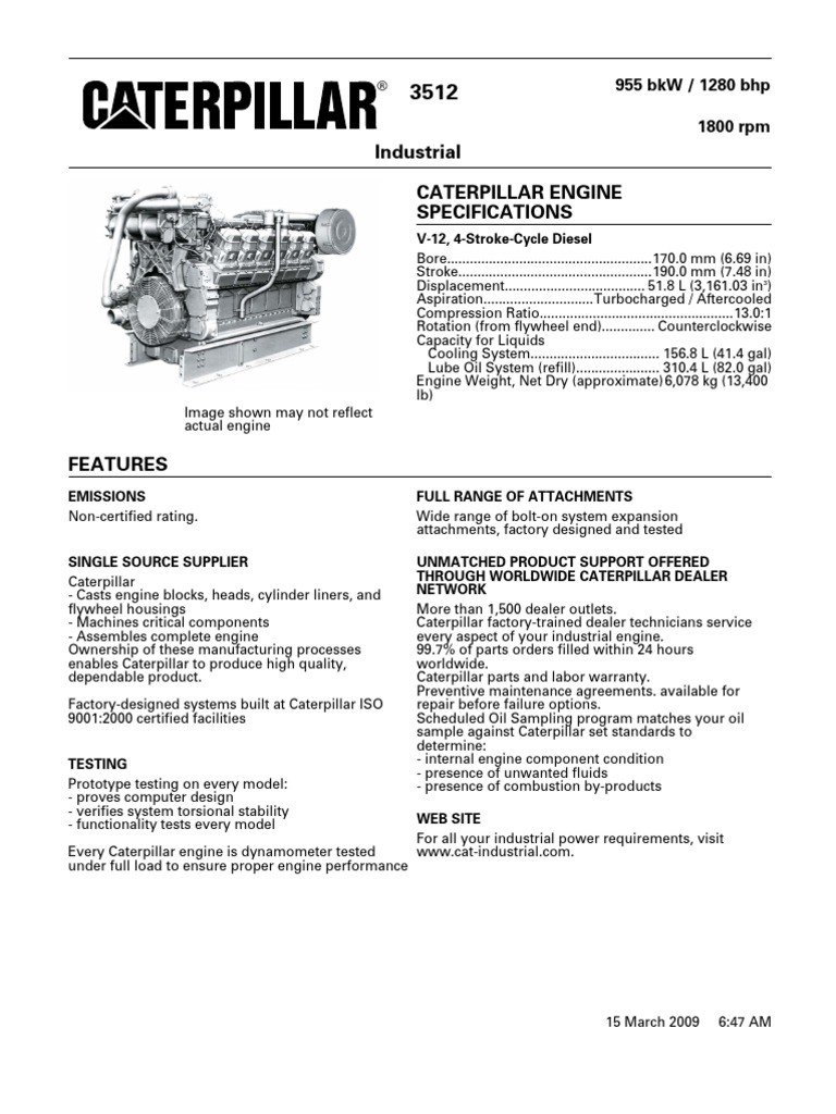 Cat 3512 1280HP a Rating | Engines | Diesel Engine