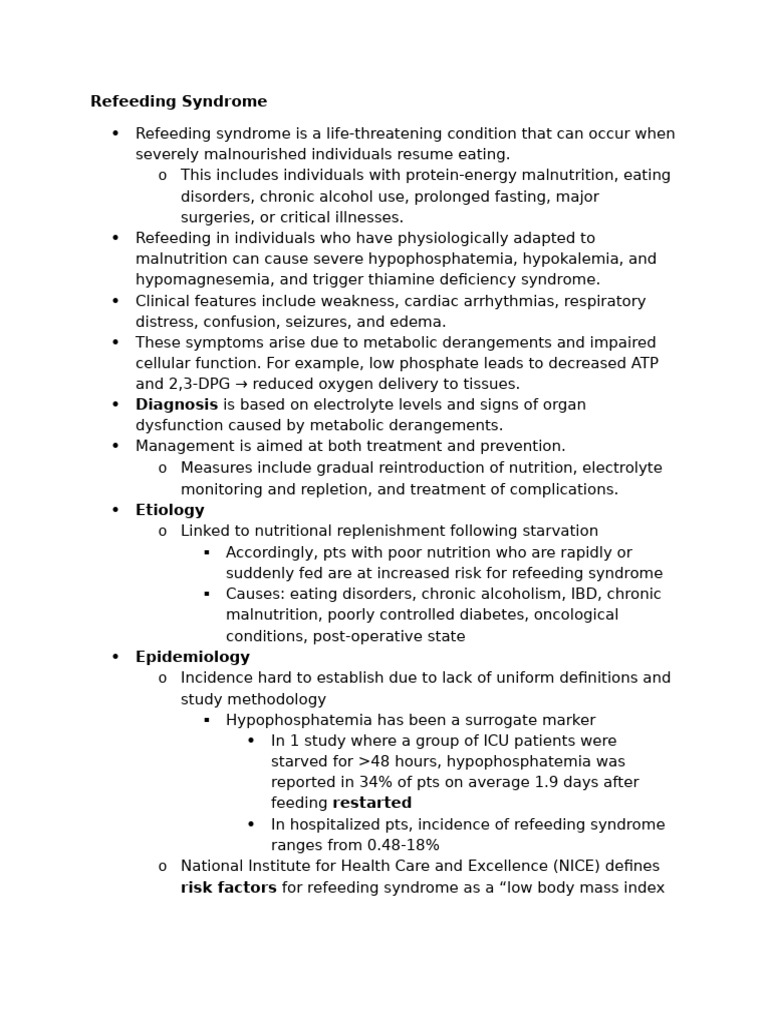 Understanding Refeeding Syndrome Risks | PDF | Nutrition | Diet & Nutrition